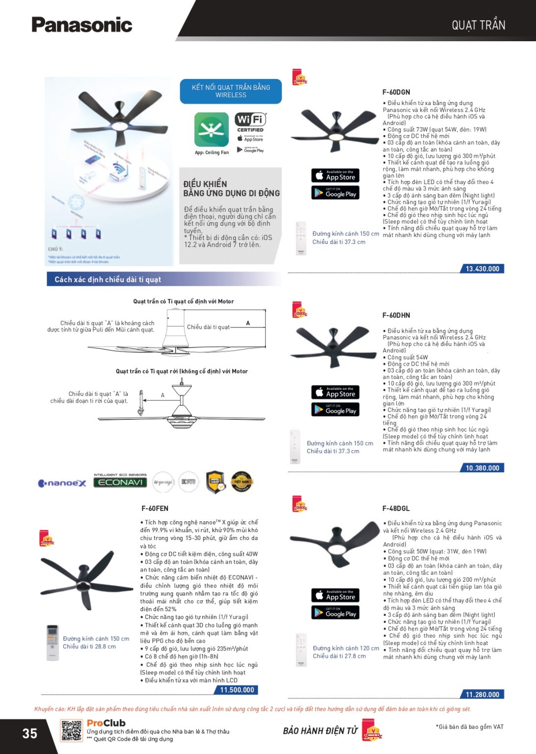 Quạt trần thông minh Panasonic 5 cánh có đèn LED F-60UFN 59W - Hệ Thống ...